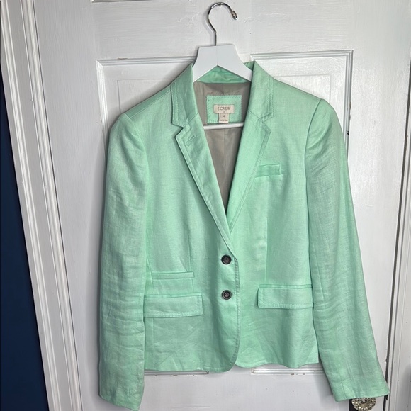 J. Crew | Jackets & Coats | Jcrew Mint Green Schoolboy Blazer In Linen ...